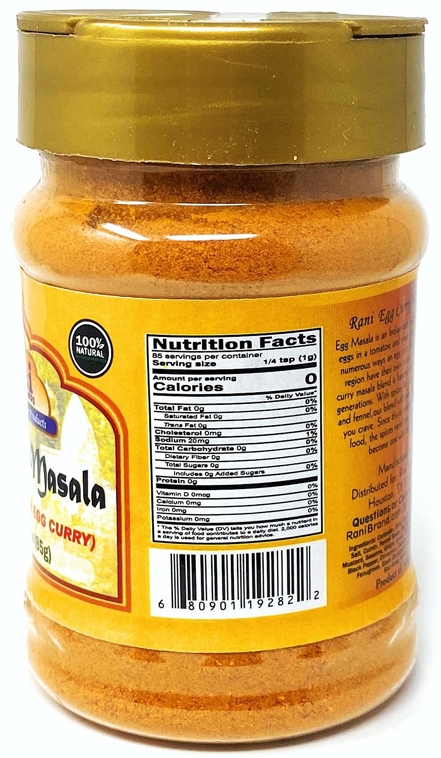 Rani Egg Curry Masala Indian 21-Spice Blend 3oz (85g) PET Jar ~ Shaker Top For Your Eggs or Tofu Scramble | All Natural | Vegan | Gluten Friendly | NON-GMO | Indian Origin