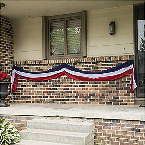 The Dreidel Company Large Patriotic US Flag Bunting Decorations 4th of July Large Red, White & Blue - 18" x 20 Ft. (2-Pack)