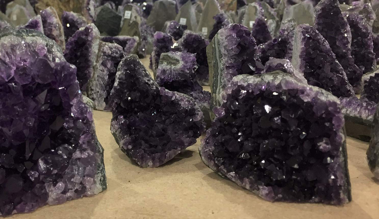 Extreme Rocks & Fossils Amethyst Cluster - .5 to 1 pounds of Powerful, deep Purple Crystals. Geode from Uruguay. Includes Bonus 3 inch Selenite Wand