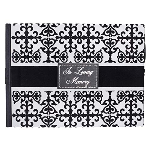 In Loving Memory Guest Book - Black and White Flocked Cover Design - Condolence Book, Funeral Guest Book, Memorial Sign-in Book for Funerals & Memorial Services