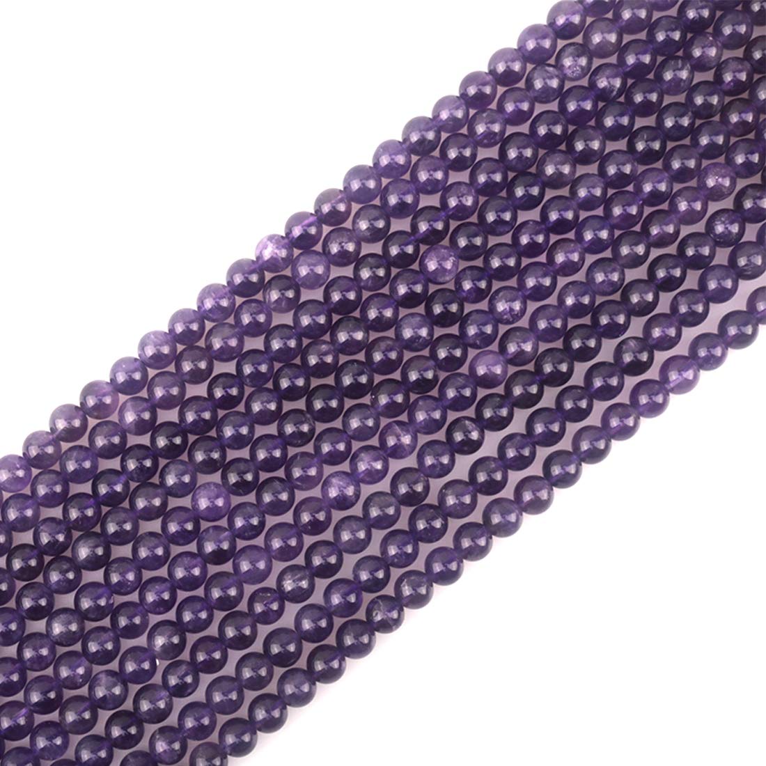 ICAI Beads 4mm Natural Amethyst Stone Round Loose Stone Beads for Jewelry Making DIY Crafts Design 1 Strand 15" APPR.98-100pcs