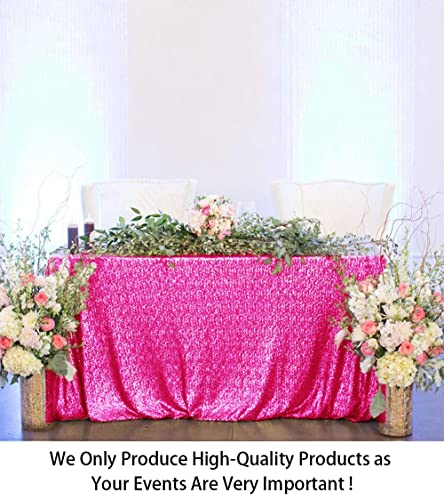 60x102-Inch-Hot Pink-Sequin Rectangular Tablecloth for Party Cake Dessert Table Polyester Tablecloth Rectangle Outdoor Tablecloth(Hot Pink)