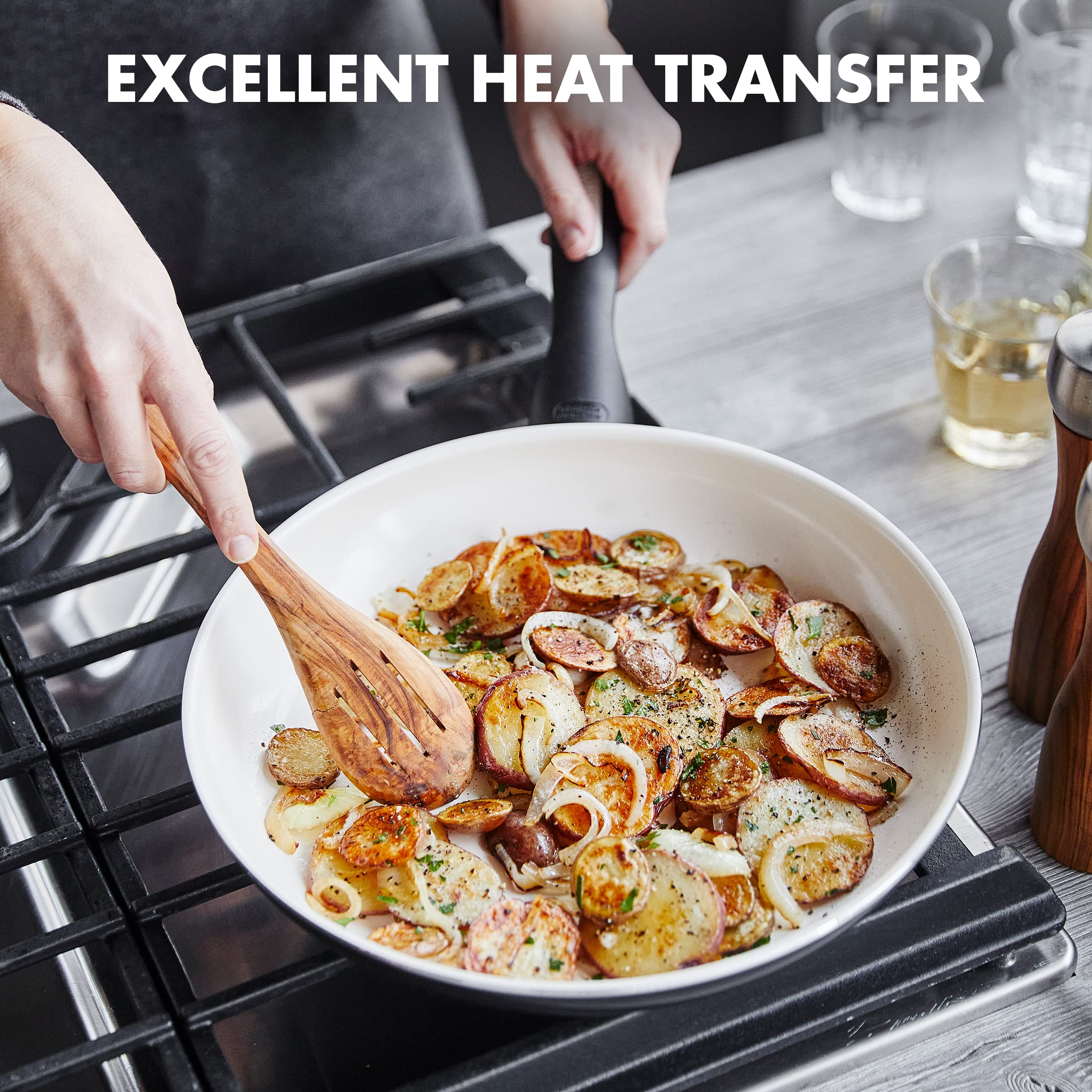 GreenPan Rio Healthy Ceramic Nonstick 8" and 10" Frying Pan Skillet Set, PFAS-Free, Dishwasher Safe, Black & Mini Healthy Ceramic Nonstick, 5" Square Egg Pan, PFAS-Free, Dishwasher