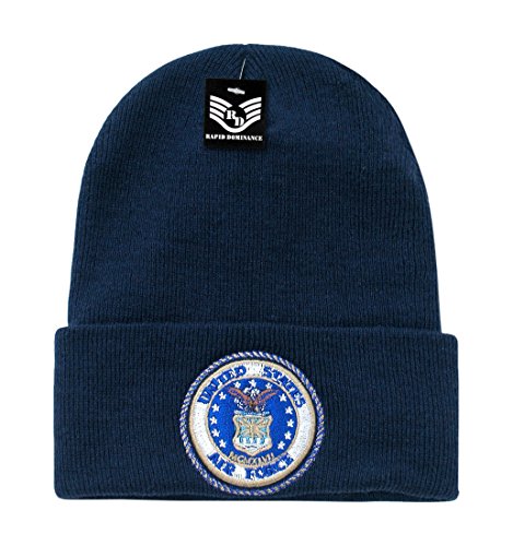 Rapiddominance Air Force Emblem Military Long Beanie, Navy