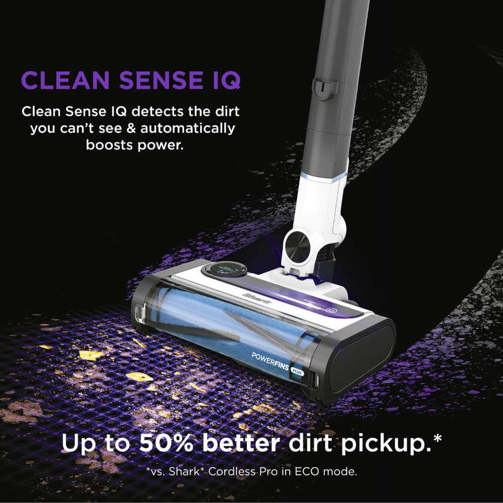 Shark IZ562H Cordless Pro Vacuum with Clean Sense IQ and Odor Neutralizer, PowerFins Plus Brushroll, Includes Duster Crevice & Pet Tool, Up to 40 Minute Runtime, Light Blue, Without MultiFLEX