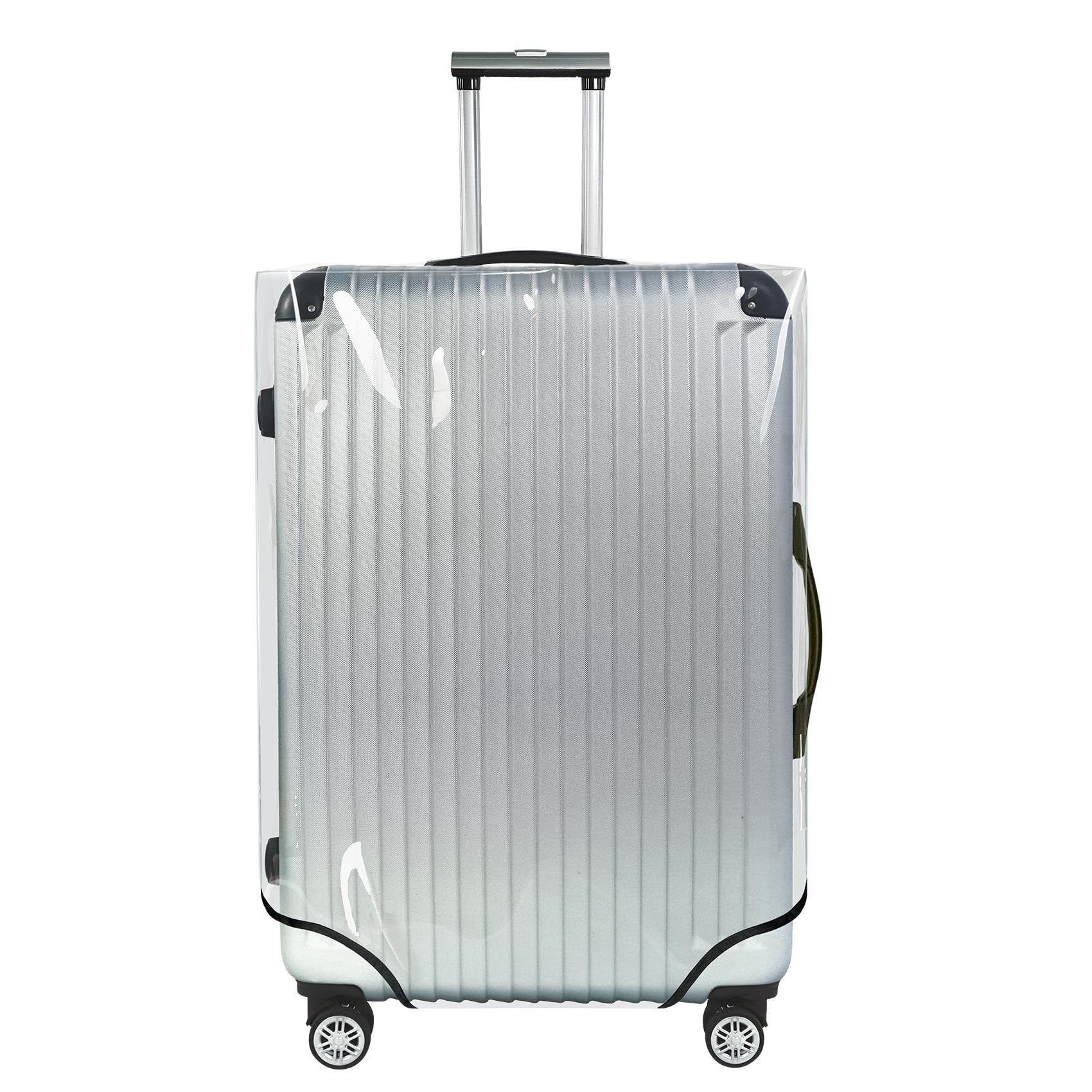 Explore Land Clear Luggage Cover Tough Protector Fits for 30-32 Inches Suitcase for Travel Airplane (PVC, XL)