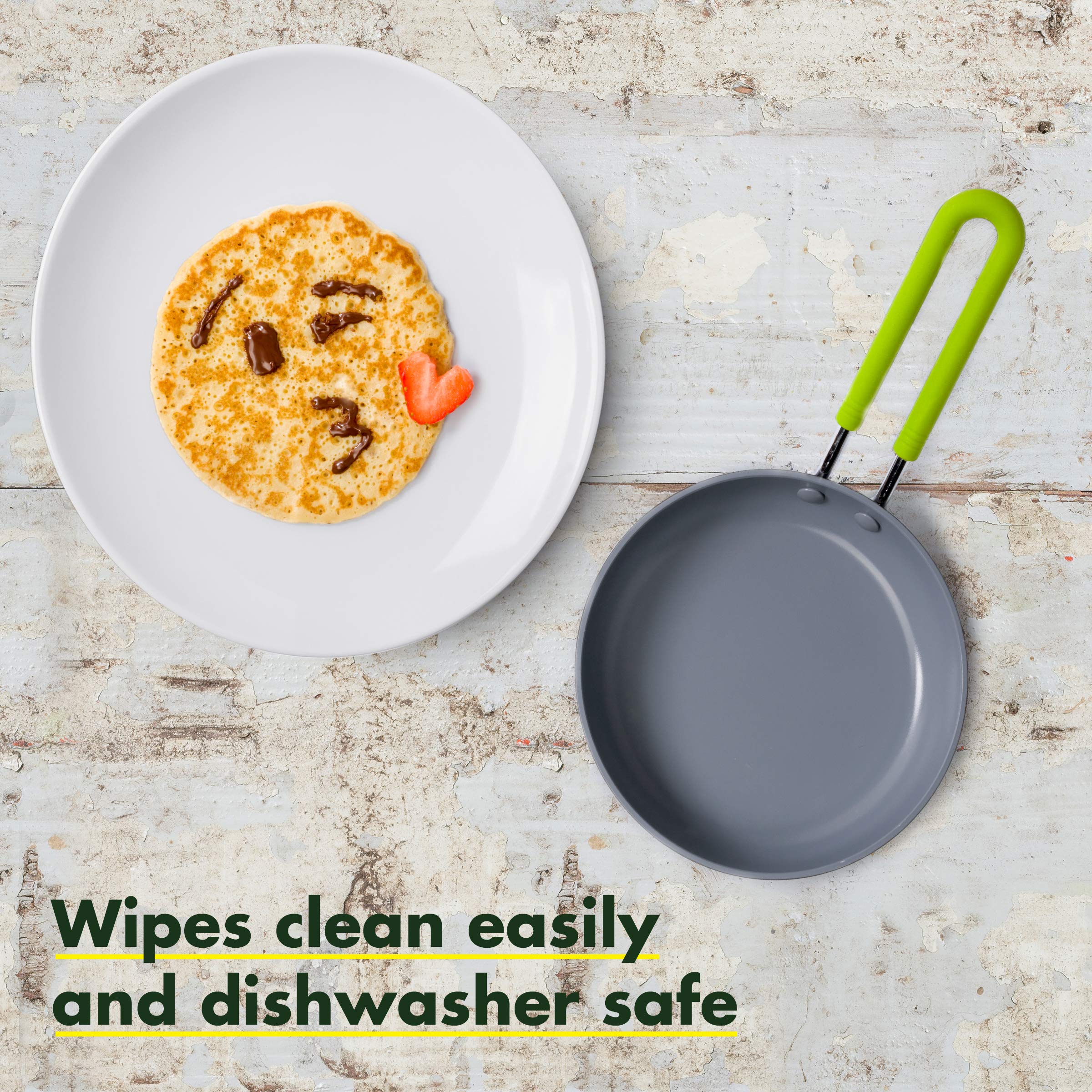 GreenPan Rio Healthy Ceramic Nonstick 8" and 10" Frying Pan Skillet Set, PFAS-Free, Dishwasher Safe, Black & Mini Healthy Ceramic Nonstick, 5" Square Egg Pan, PFAS-Free, Dishwasher