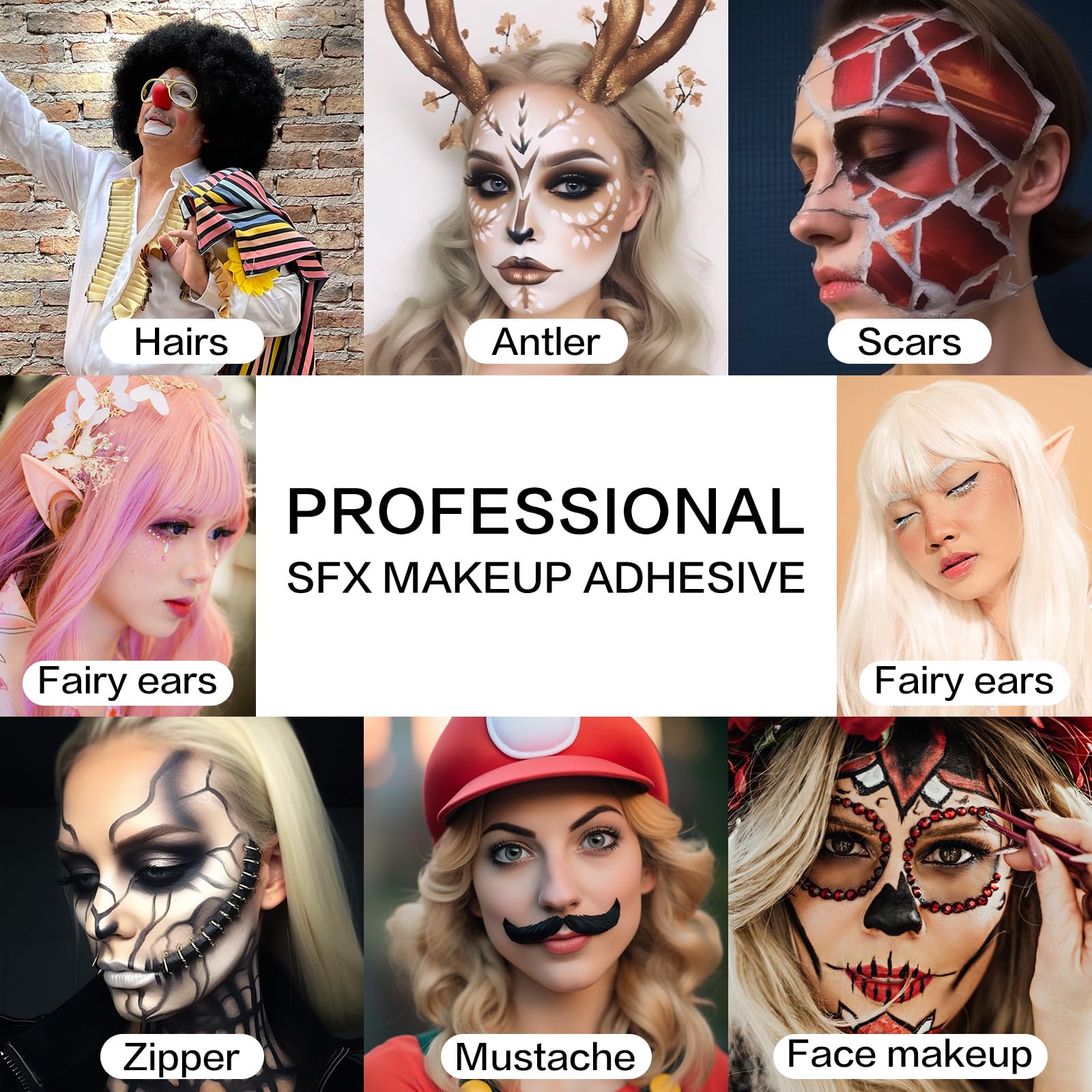 BOBISUKA Spirit Gum Adhesive and Remover Kit - 5ml Spirit Gum & 30ml SFX Makeup Adhesive Remover, Professional Prosthetic Make Up Glue for Halloween, Stage, Cosplay, Special FX (0.17oz + 1.01 oz)