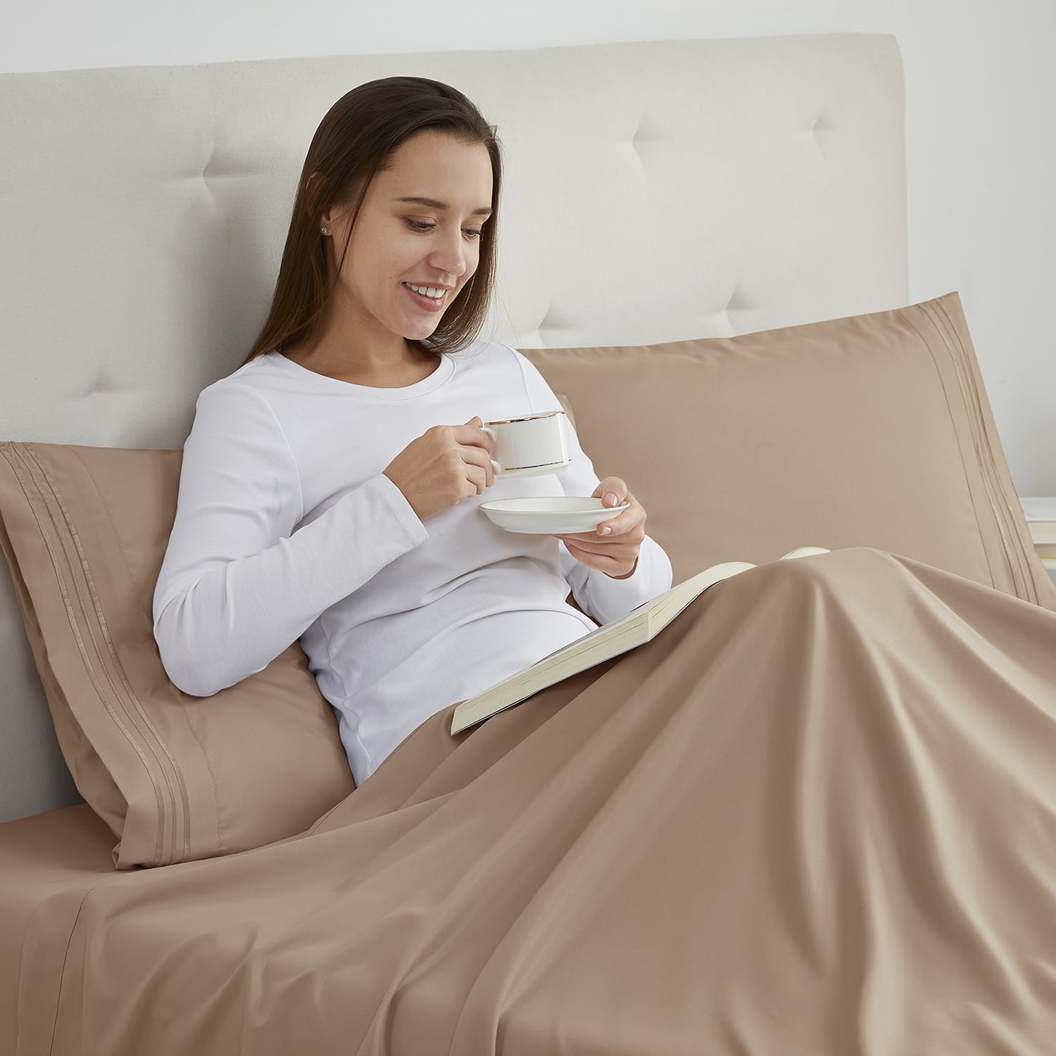 Nestl Taupe Pillow Cases Queen Size Set of 2, Soft Queen Pillow Case, 1800 Microfiber Queen Pillow Cases 2, Pillowcases Queen, Envelope Closure Pillowcase, Pillow Covers Queen Size, 20x30 Inches
