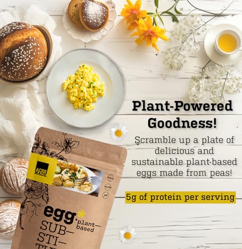 AcreMade Plant-Based Egg Substitute, Vegan Egg Powder, 1 Dozen Eggs, Gluten Free, Shelf Stable, Soy-Free, Natural Egg Replacement, 5 Grams of Pea Protein Per Serving, Cholesterol Free