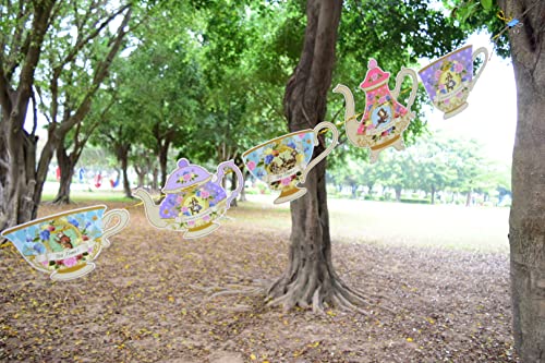 Alice In Wonderland Hanging Teapot & Tea Cup Bunting for Mad Hatter Tea Party