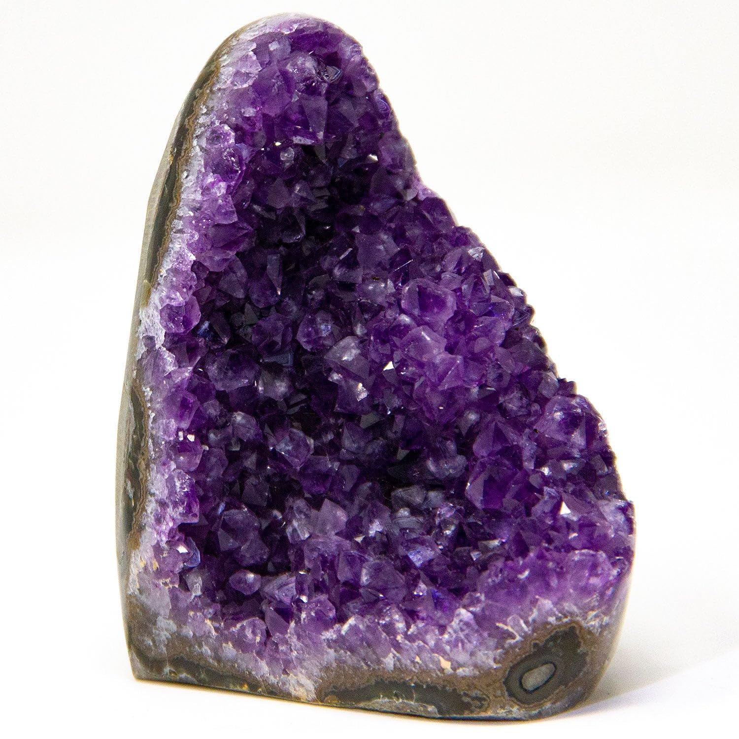 Natural Amethyst Cluster with Polished Edges [0.5 to 1 lb.] - Real Raw Geode Healing Crystal Rock from Uruguay - Deep Purple Decor - FREE Velvet Pouch of Rose Quartz