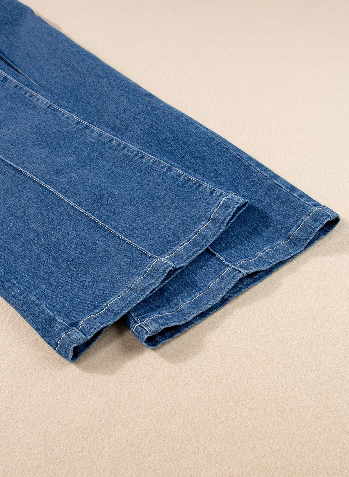 Sidefeel Womens Wide Leg Jeans Casual Baggy High Waisted Stretch Denim Pants Size 8 Blue