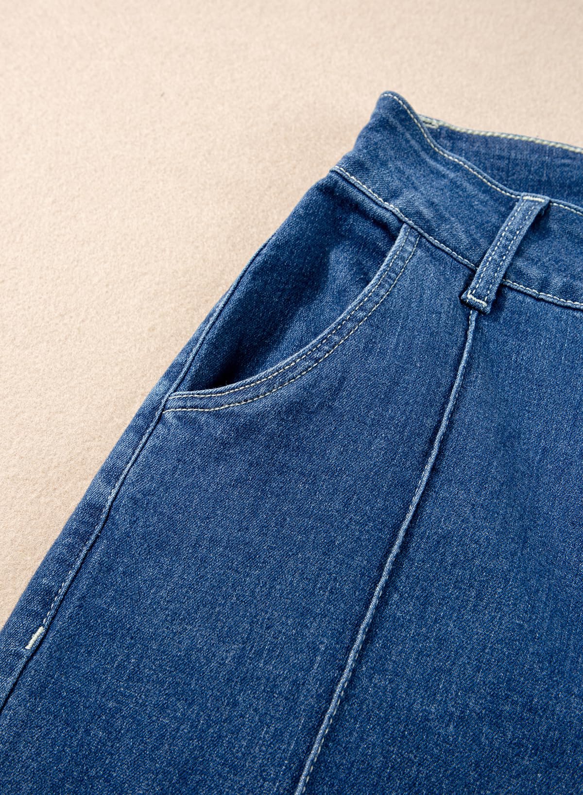 Sidefeel Womens Wide Leg Jeans Casual Baggy High Waisted Stretch Denim Pants Size 8 Blue