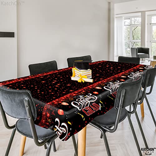 Congrats Grad Graduation Tablecloths - 3 Pack, Red Congrats Grad Tablecloth | Graduation Tablecovers, Red and Black Graduation Decorations 2023 | Plastic Class of 2023 Graduation Party Tablecovers