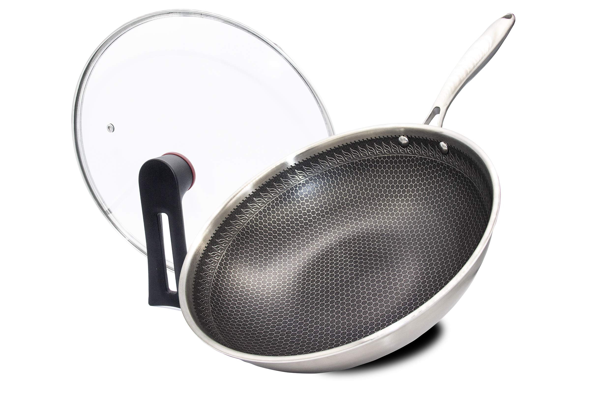 Cyrder Stainless Steel Frying Pan, honeycomb wok, 9 inch