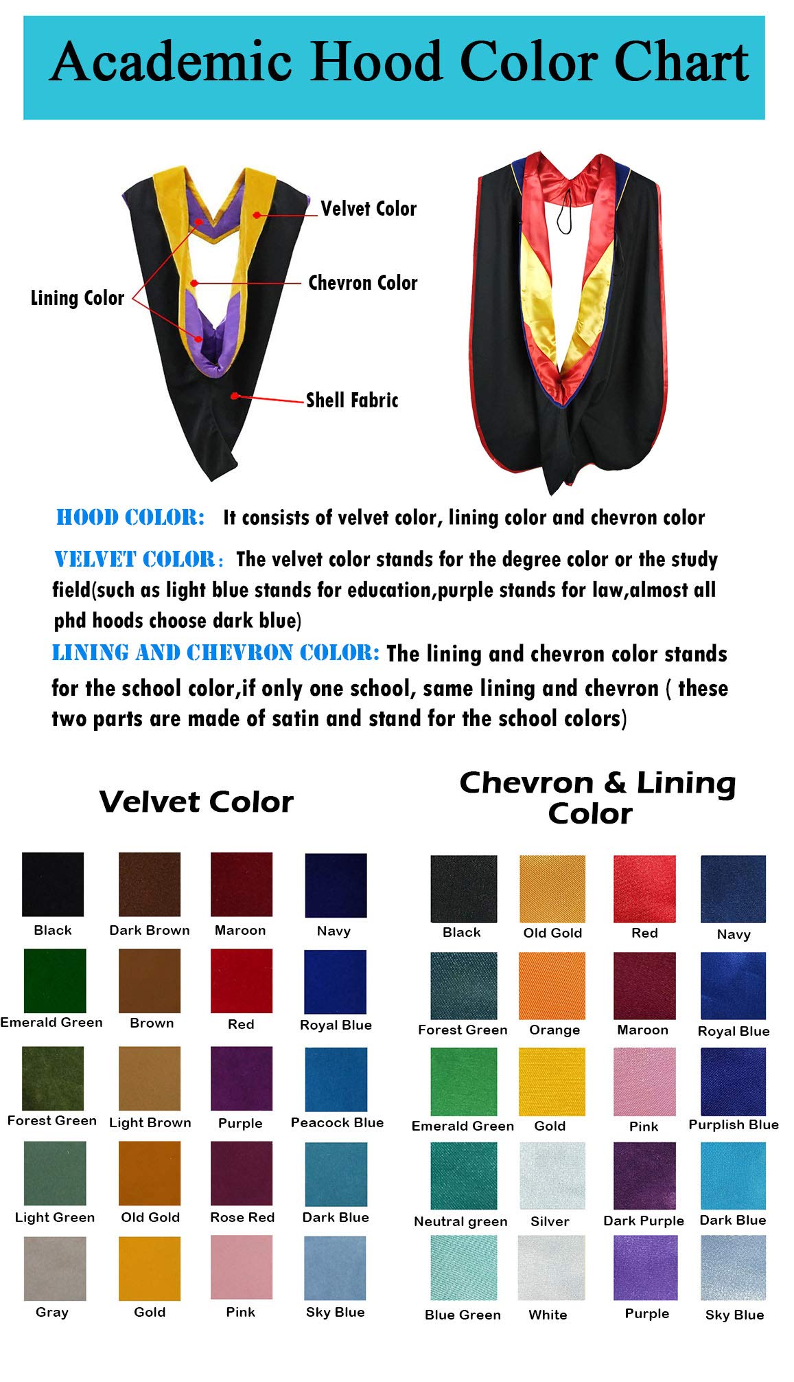 TngHui Master Graduation Hood Deluxe Unisex