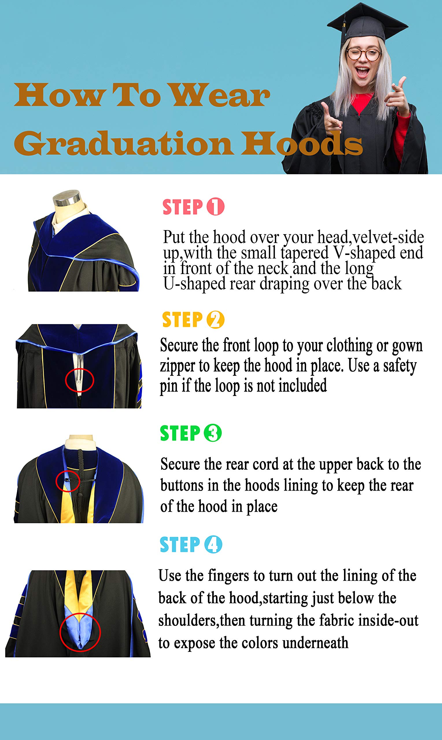 TngHui Master Graduation Hood Deluxe Unisex