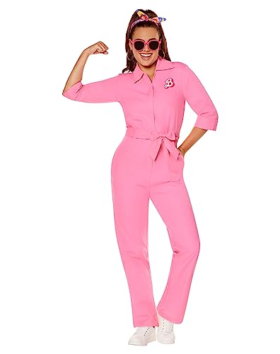 Spirit Halloween Barbie the Movie Adult Pink Power Jumpsuit - L | Officially Licensed | Barbie Outfit