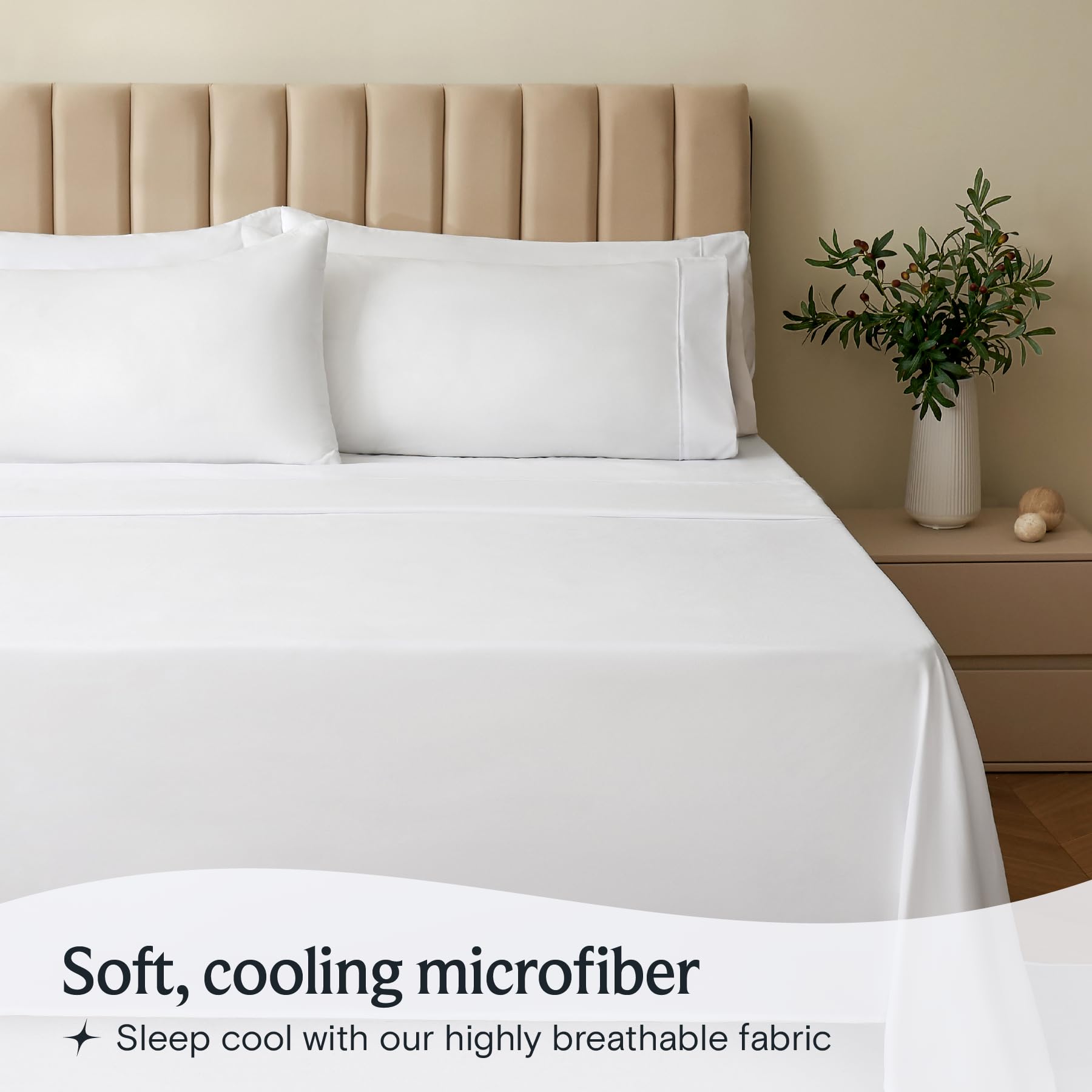 LuxClub Collection Pillowcases 2 Pack - Eco Friendly Wrinkle Free Cooling Pillow Cases with Satin Trim - Machine Washable Hotel Bedding Silky Soft - White Standard/Queen