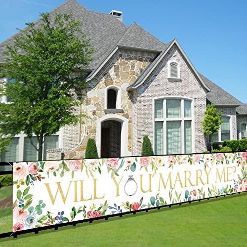 Will You Marry Me Backdrop Banner Decorations, Large Wedding Engagement Party Sign Supplies, Bridal Shower Photo Booth Props Dรฉcor (9.8x1.6ft)