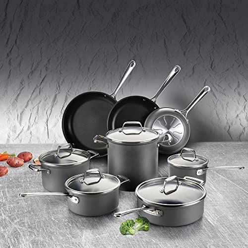 All in One Pan 13 Piece Induction Cookware Set, Non Stick Pots and Pans Sets,Dishwasher Safe Oven Safe, Black