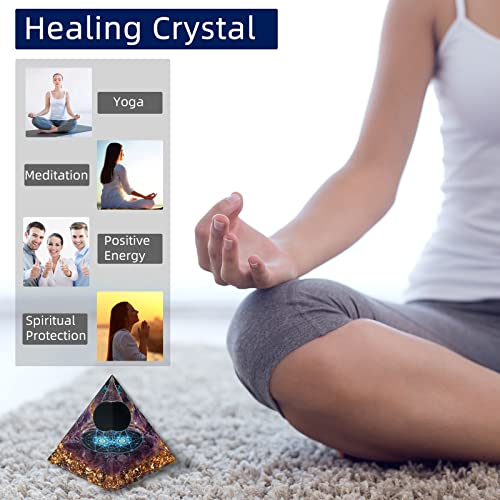 Hopeseed Orgone Crystal Pyramid Obsidian&Amethyst Healing Crystal Pyramid Nubian Orgonite Positive Energy Chakra Meditation …