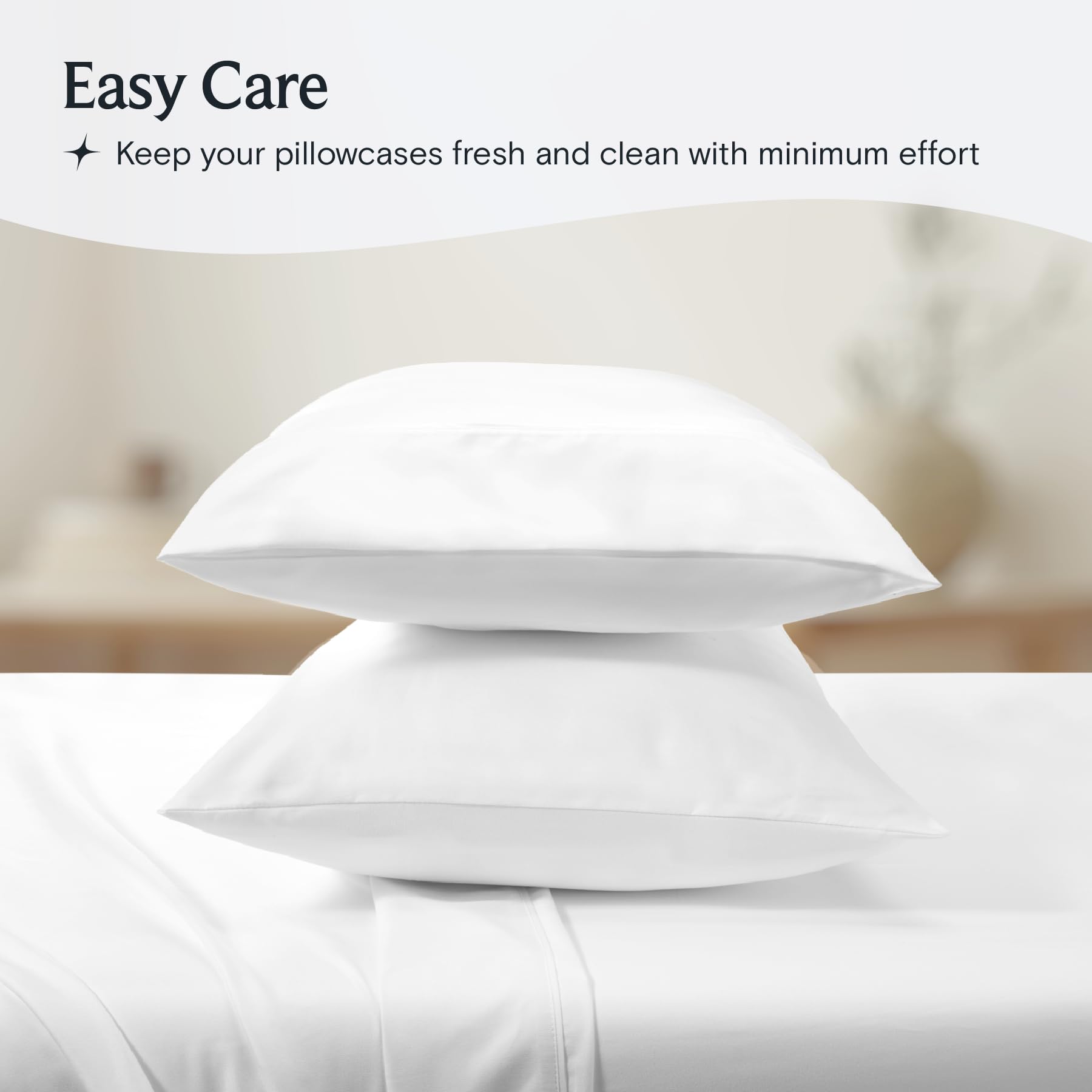 LuxClub Collection Pillowcases 2 Pack - Eco Friendly Wrinkle Free Cooling Pillow Cases with Satin Trim - Machine Washable Hotel Bedding Silky Soft - White Standard/Queen