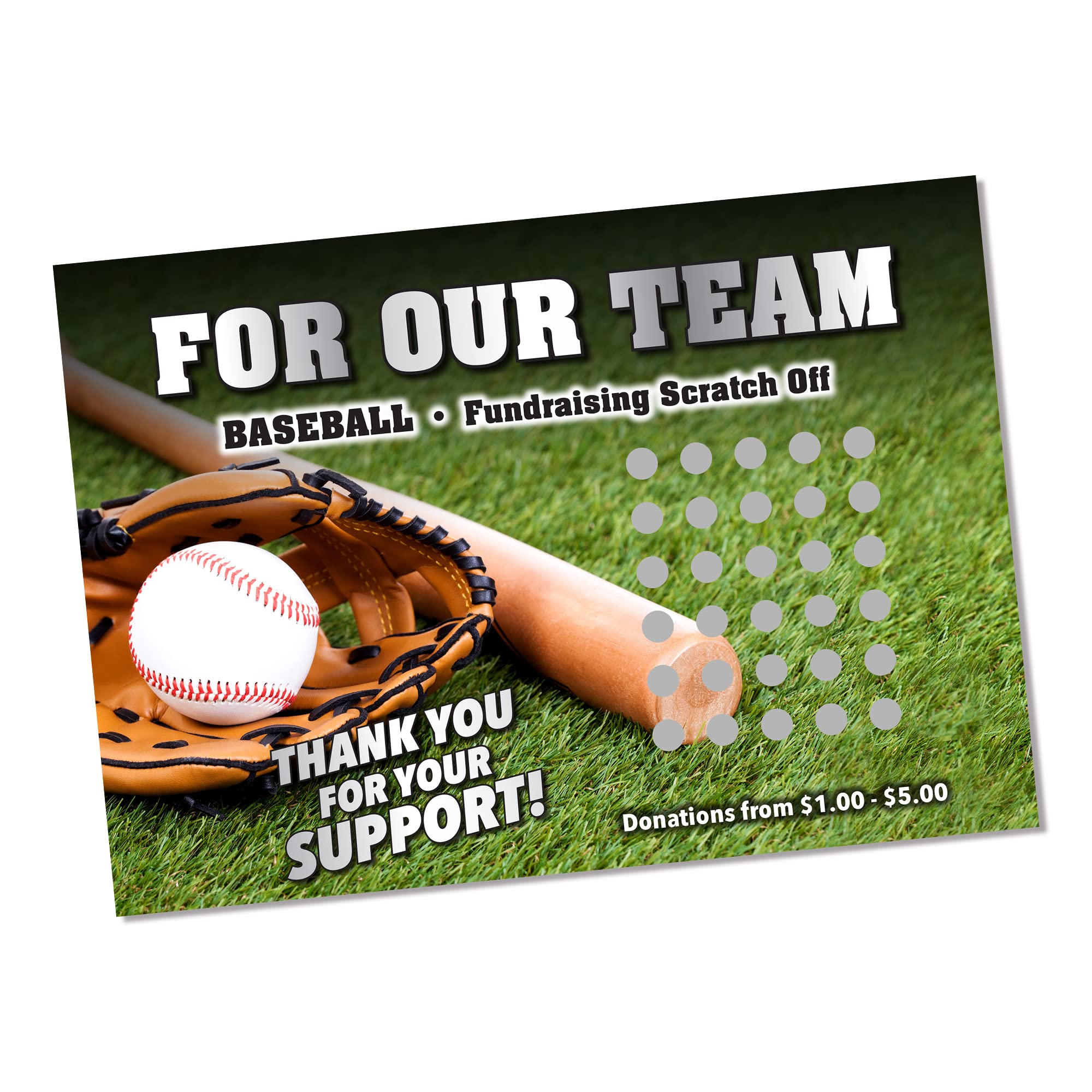 PROMO PRINTING GROUP, INC. For Our Team Baseball Fundraising Scratch Off Cards - (20 Cards per Pack) - Raise $2,000. You Keep All the Profit!