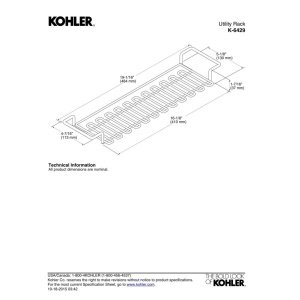 KOHLER K-6429-ST Vault/Strive Utility Rack, Stainless Steel, 1-Pack