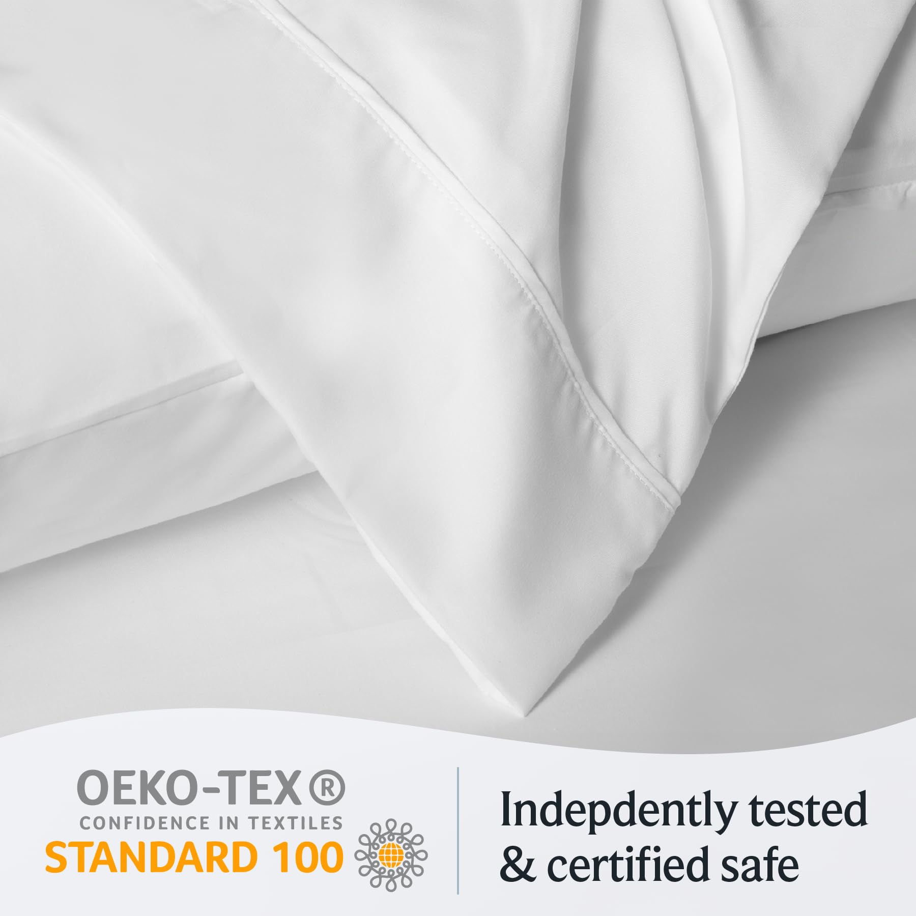 LuxClub Collection Pillowcases 2 Pack - Eco Friendly Wrinkle Free Cooling Pillow Cases with Satin Trim - Machine Washable Hotel Bedding Silky Soft - White Standard/Queen