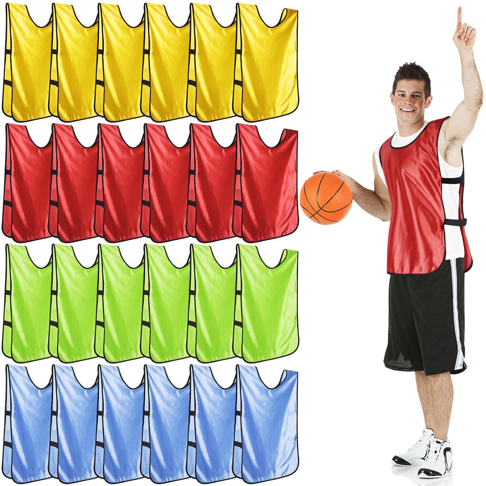 48 Pcs Team Practice Vests for Adults Youth Sports Pinnies Scrimmage Practice Undershirt Kids Football Training Jerseys Expansion Activity Team Group Vest for Soccer,Basketball, Volleyball,Athletics…