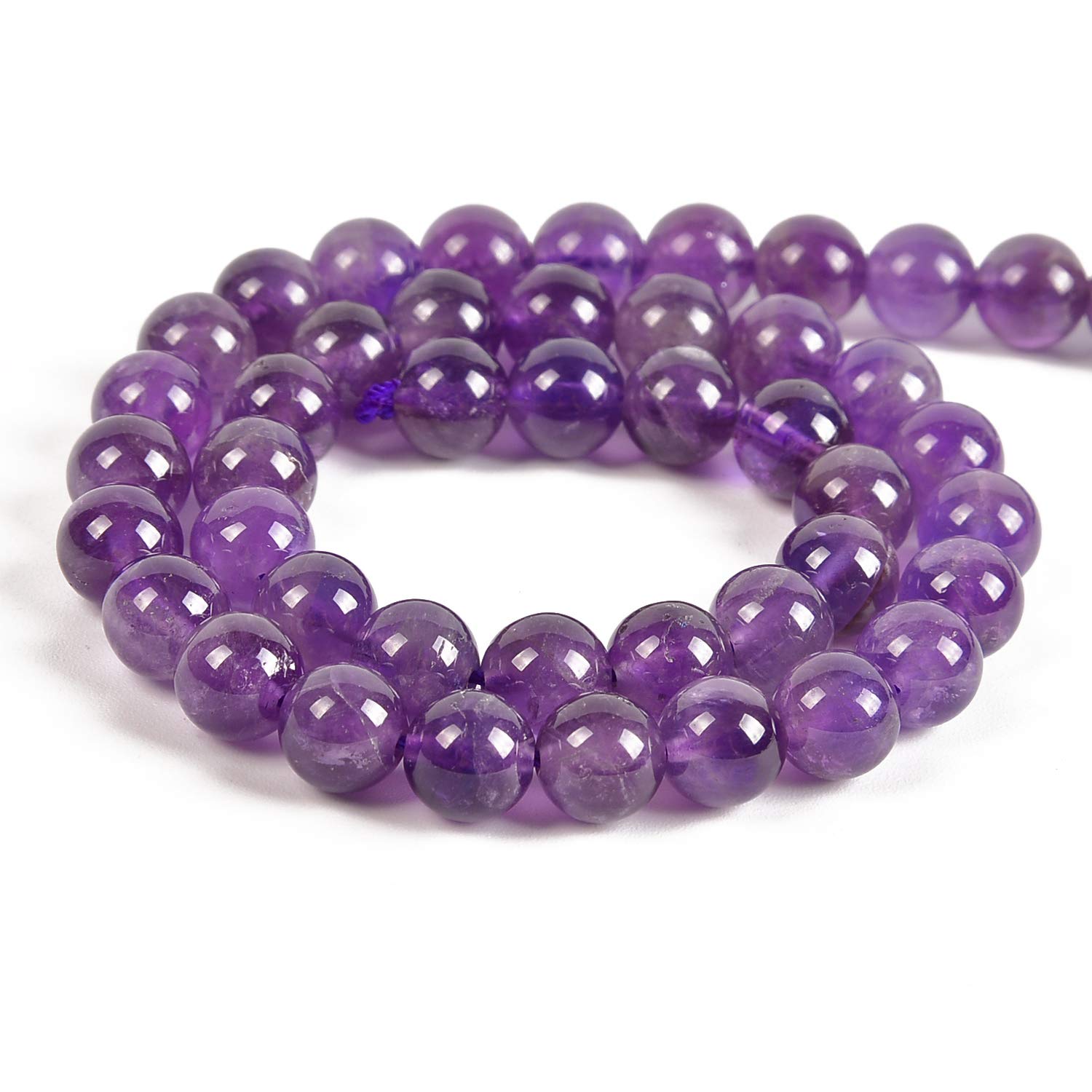 Nancybeads 60pcs 6mm Natural Lt. Amethyst Gemstone Round Spacer Loose Stone Beads for Jewelry Making 15.5" 1 Strand (Lt. Amethyst, 6mm 60Beads)