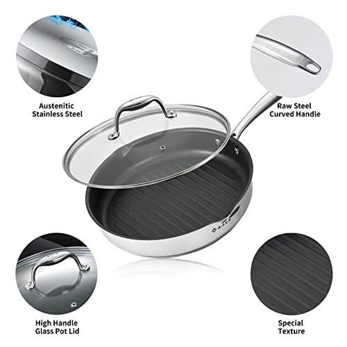NANFANG BROTHERS Frying Pan 11 inch 316 Food Grade Copper Core Non Stick Frying Pan Set, 3 Ply Compound Pot Bottom, Anti-Scratch Pot Body, Dishwasher Safe (with Pan Lid)