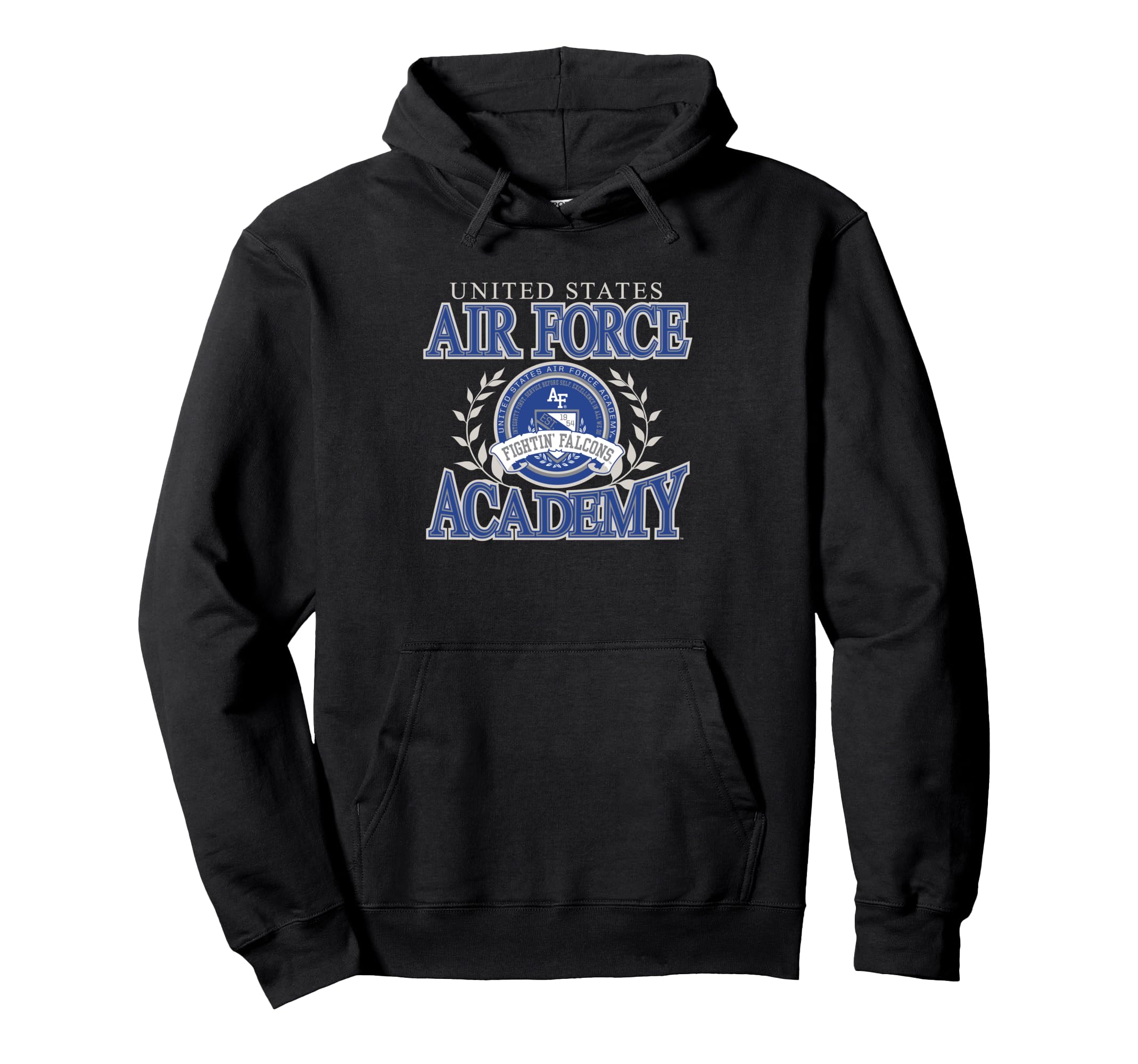 Elite Authentics Air Force Falcons Men's Black Solid Classic Fit Long Sleeve Hoodie with Kangaroo Pocket