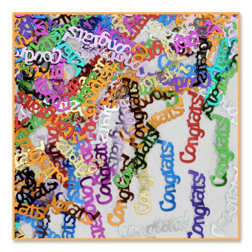 Beistle Multicolor Congrats Confetti 0.25" x 1.5"