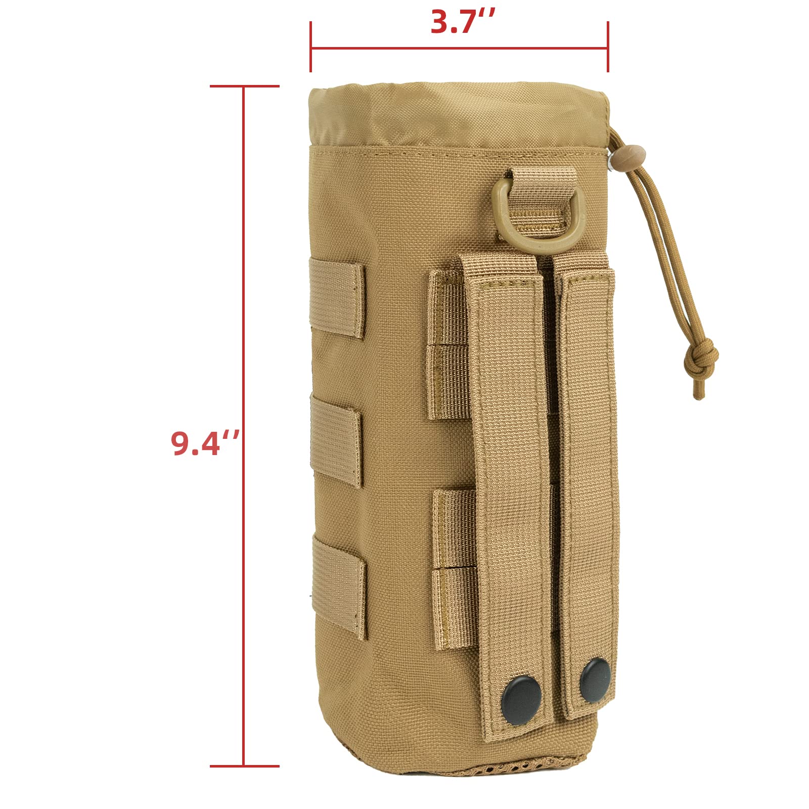 LOOGU Sports Water Bottle Pouch Bag, Molle Water Bottle Holder with Drawstring Open Top & Mesh Bottom, Travel Mesh Water Bottle Bag Tactical Hydration Carrier