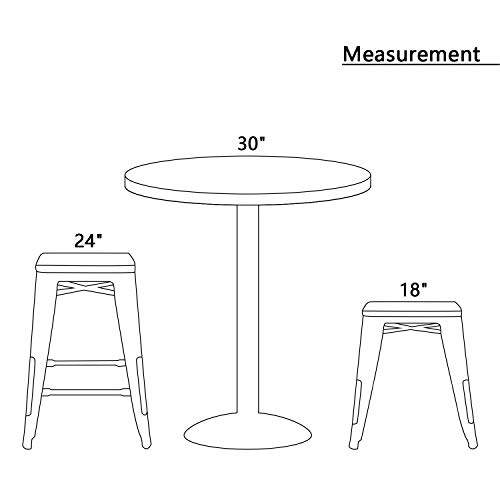 JUMMICO Metal Bar Stools Indoor Outdoor Stackable Modern 24 Inches Metal Counter Height Industrial Barstools with Wooden Seat Set of 4 (Black)
