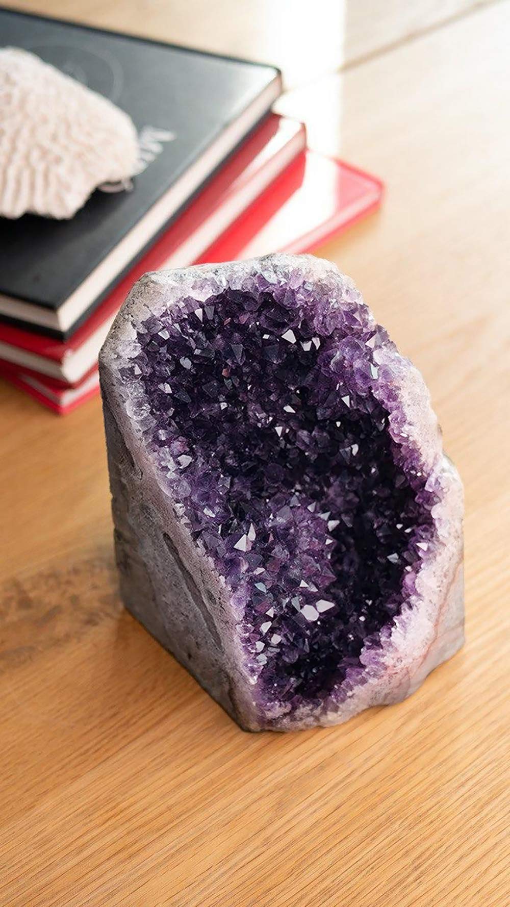 EMPORION Natural Amethyst (3 lb to 4 lb) - 4.5" to 7.5" Height - Crystal Clusters Stone from Uruguay Raw Geode Quartz - Deep Purple Color