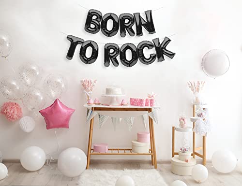 PartyForever BORN TO ROCK Balloons Banner Black Birthday Party Decorations Sign