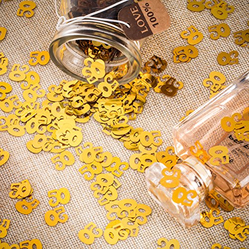 WILLBOND Gold 50th Birthday Confetti, 50 Number Confetti, 50th Party Confetti, 2 Bags (1400 Pieces)