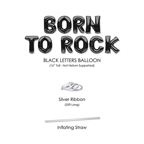 PartyForever BORN TO ROCK Balloons Banner Black Birthday Party Decorations Sign