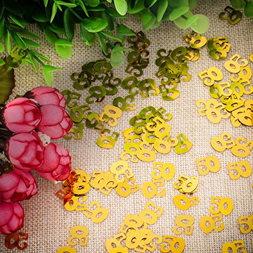 WILLBOND Gold 50th Birthday Confetti, 50 Number Confetti, 50th Party Confetti, 2 Bags (1400 Pieces)