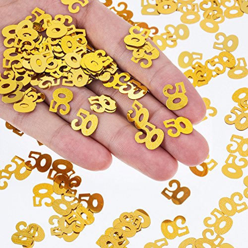 WILLBOND Gold 50th Birthday Confetti, 50 Number Confetti, 50th Party Confetti, 2 Bags (1400 Pieces)