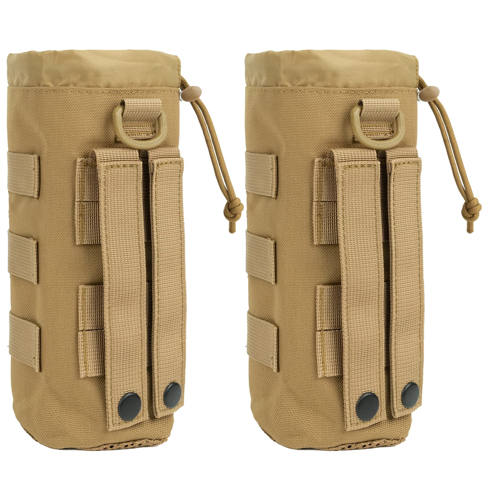 LOOGU Sports Water Bottle Pouch Bag, Molle Water Bottle Holder with Drawstring Open Top & Mesh Bottom, Travel Mesh Water Bottle Bag Tactical Hydration Carrier