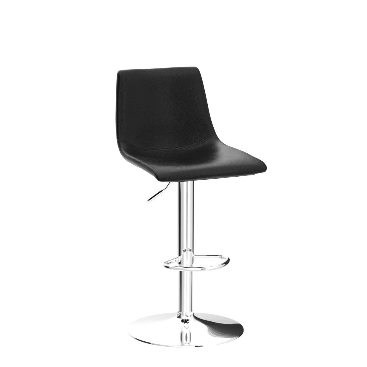 VATROS Bar Stools Set of 2, Adjustable Bar Stools with Back and Footrest, PU Leather Upholstered Swivel Counter Height Bar Stools for Home Kitchen Island-Black