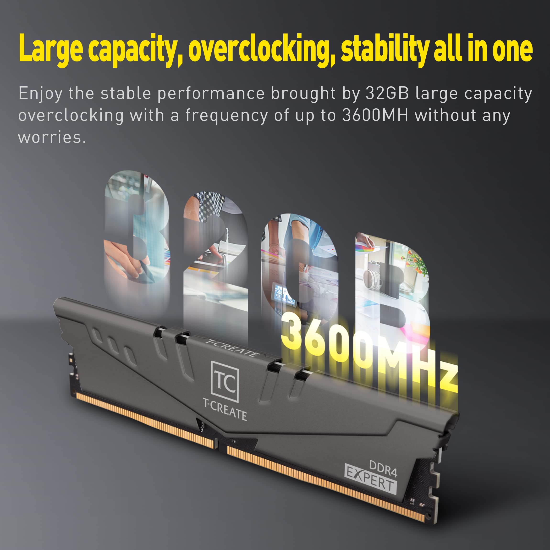 TEAMGROUP T-Create TTCED432G32G3200HC16FDC01 Expert Overclocking 10L DDR4 32GB 3200MHz (PC4 25600) CL16 Desktop RAM Memory Module