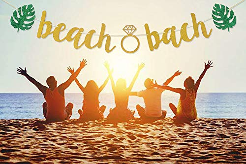 Beach & Bach Banner Sign Garland Pre-Strung for Beach Bachelorette Party Hawaiian Luau Summer Tropical Bach Party Decorations