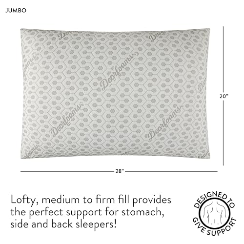 Dearfoams Bed Pillows - Standard/Queen Size - Set of 2 - Charcoal Infused Bed Pillow with Soft Knit Cover for Back, Side and Stomach Sleepers