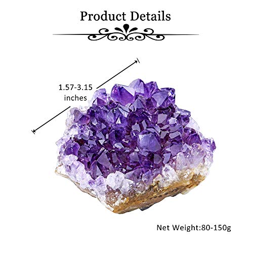 GEHECRST Natural Raw Amethyst Quartz Geode Cluster, Reiki Healing Crystals Stone Amethyst Rock Druzy Gemstone for Collection, Decoration, Specimen, Witchcraft | 0.18-0.33 lb